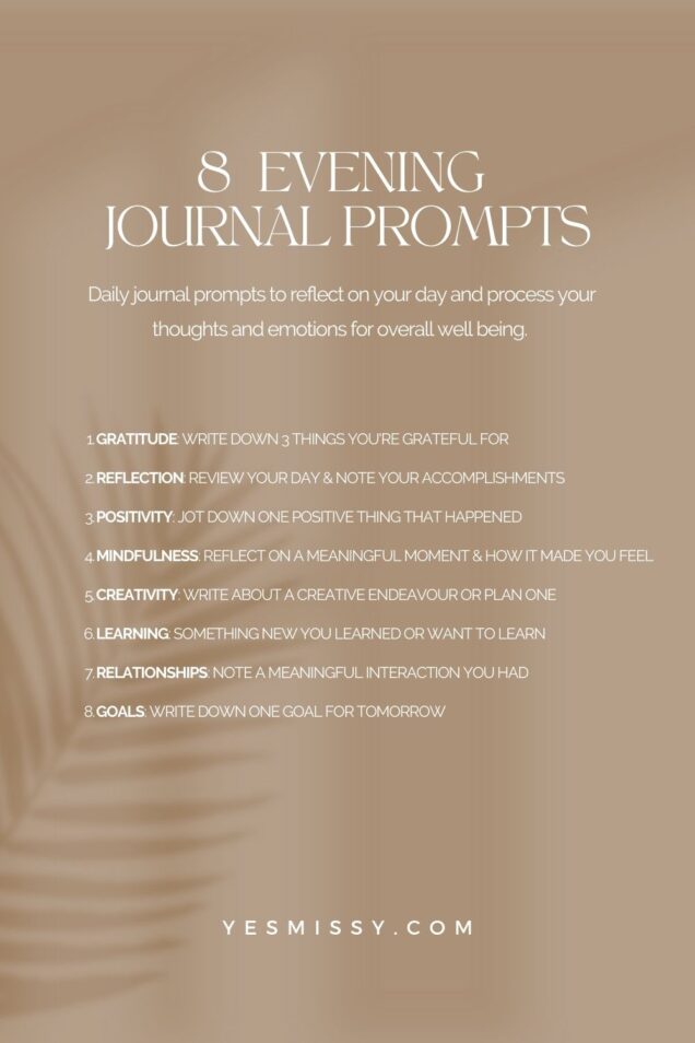 Evening Journal Prompts - YesMissy